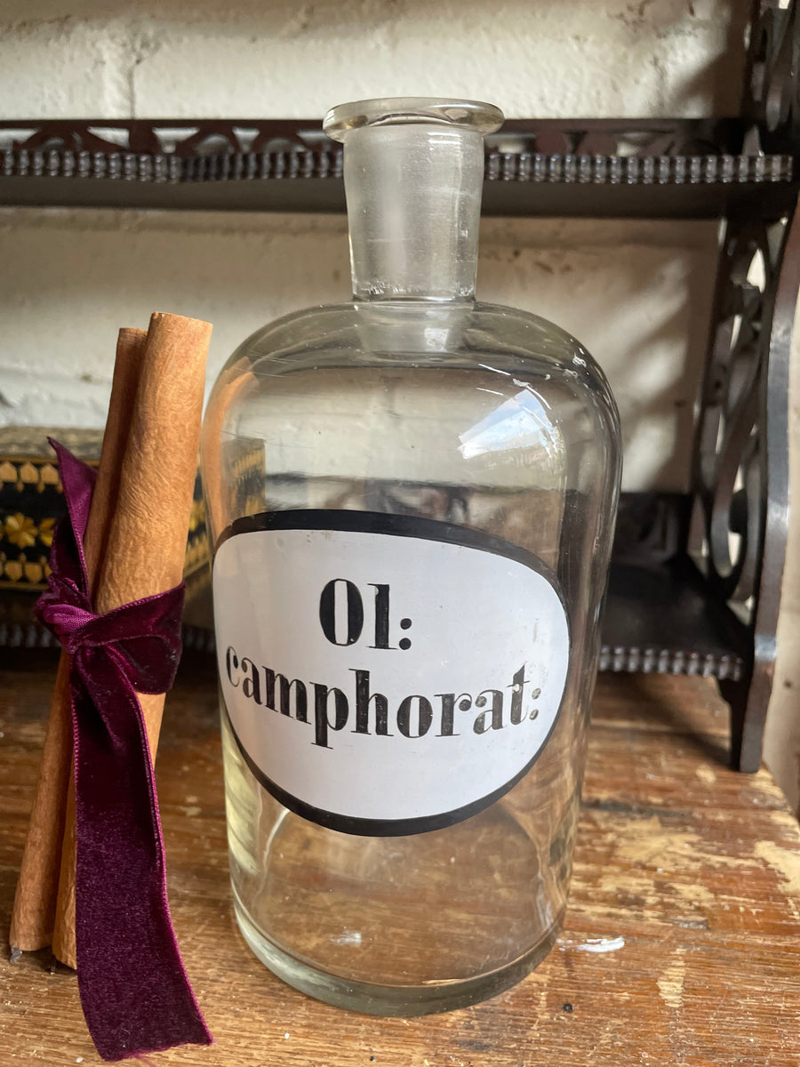 Antique Apothecary Bottle with original painted “Camphor” label – Reclectic