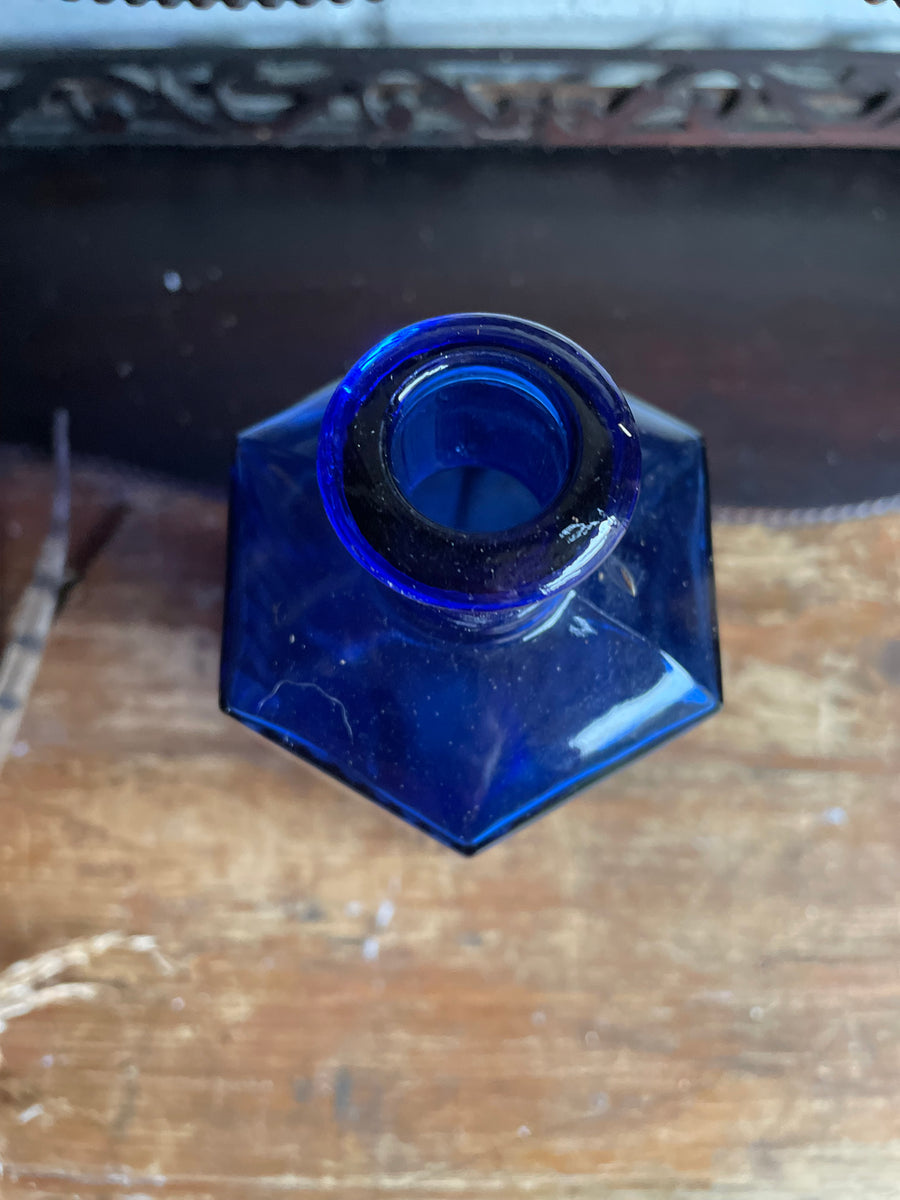 Large Antique Hexagonal Cobalt Blue Elixir Bottle – Reclectic
