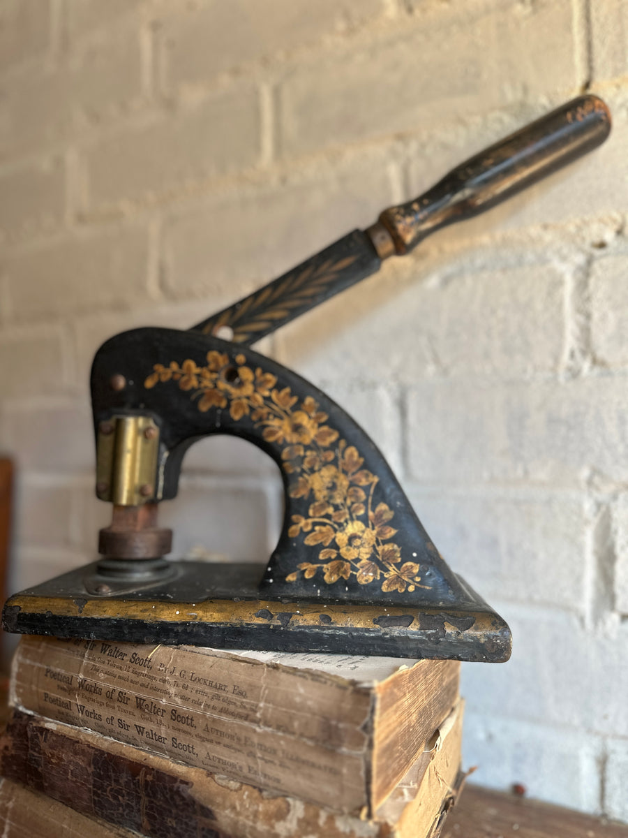 Very Large Antique Cast Iron Embossing Stamp – Reclectic